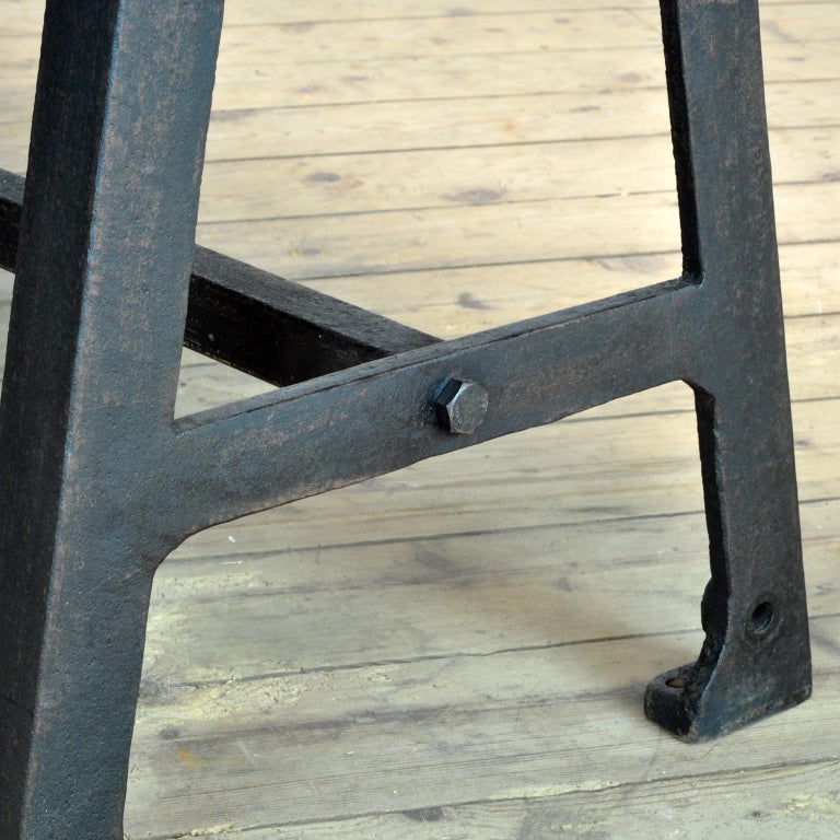 Table with Industrial Cast Iron Base at 1stDibs