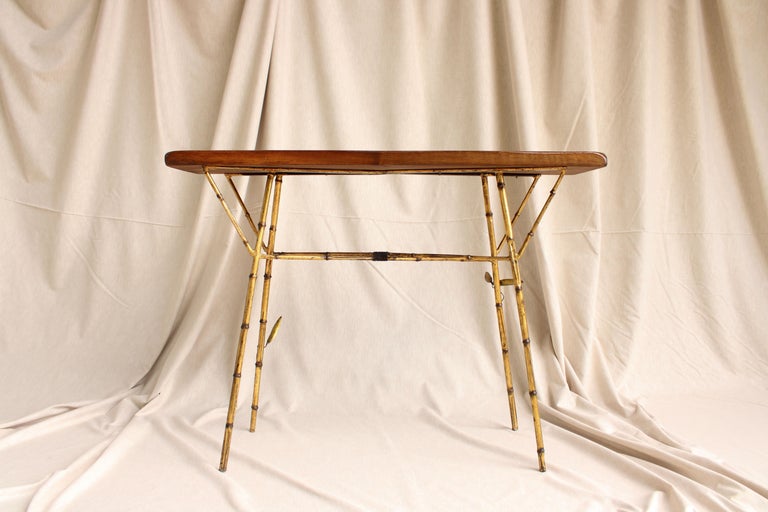 Table with Metallic Legs Imitating Bamboo, Spain, 70s For Sale at 1stDibs