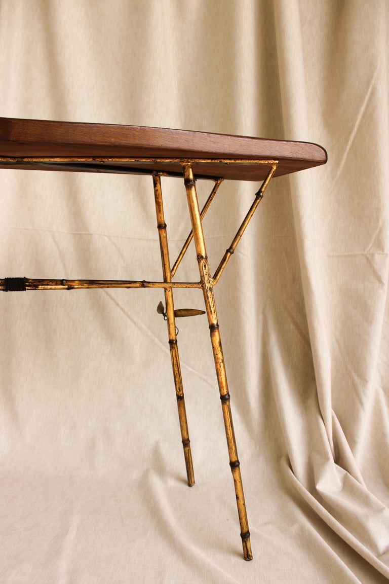 Table with Metallic Legs Imitating Bamboo, Spain, 70s For Sale at 1stDibs