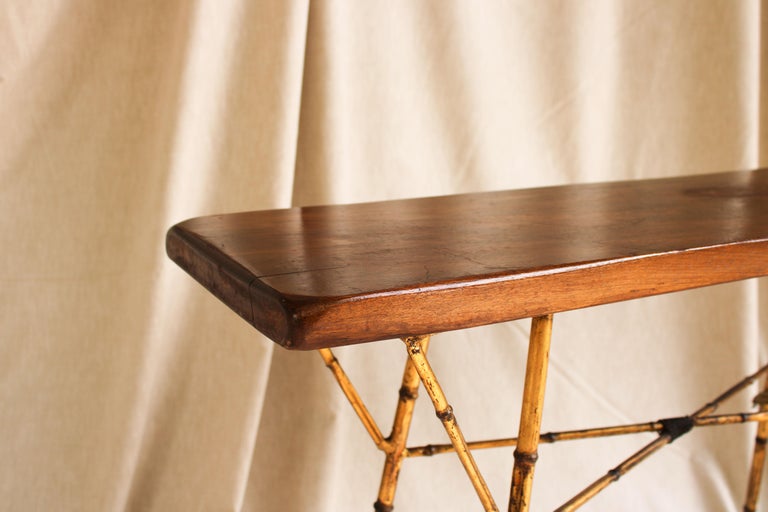 Table with Metallic Legs Imitating Bamboo, Spain, 70s For Sale at 1stDibs