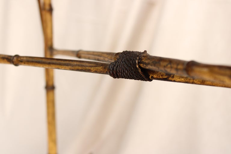 Table with Metallic Legs Imitating Bamboo, Spain, 70s For Sale at 1stDibs