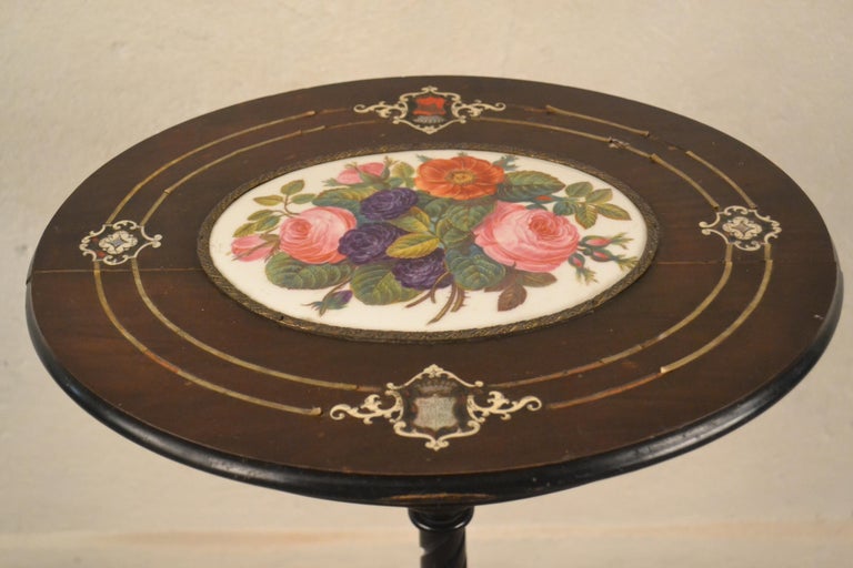 Table with Porcelain Decorations, France, 19th Century For Sale at 1stDibs