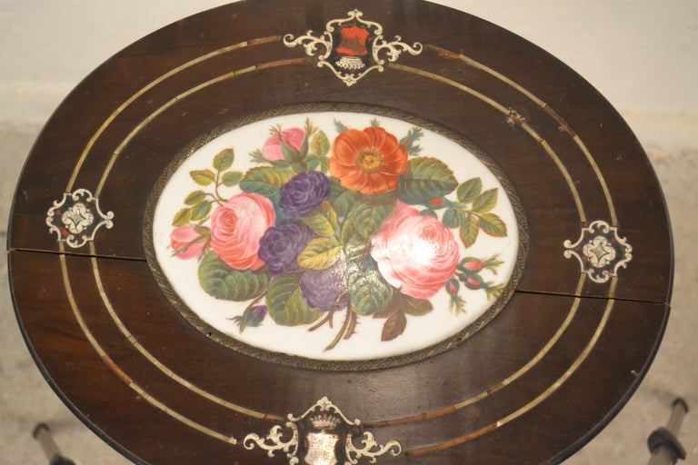 Table with Porcelain Decorations, France, 19th Century For Sale at 1stDibs
