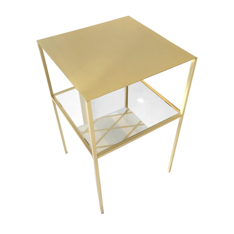 In Stock in Los Angeles, Tabu Square Gold and Brass Coffee Table, Made ...