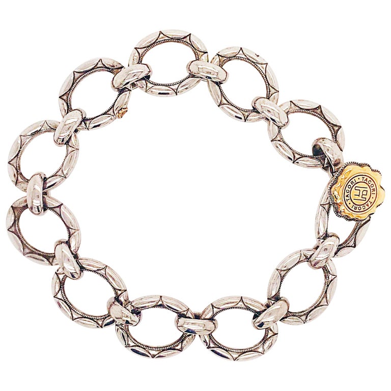 Tacori 18k 925 Sterling Silver and 18 Karat Gold Link Bracelet Tacori ...