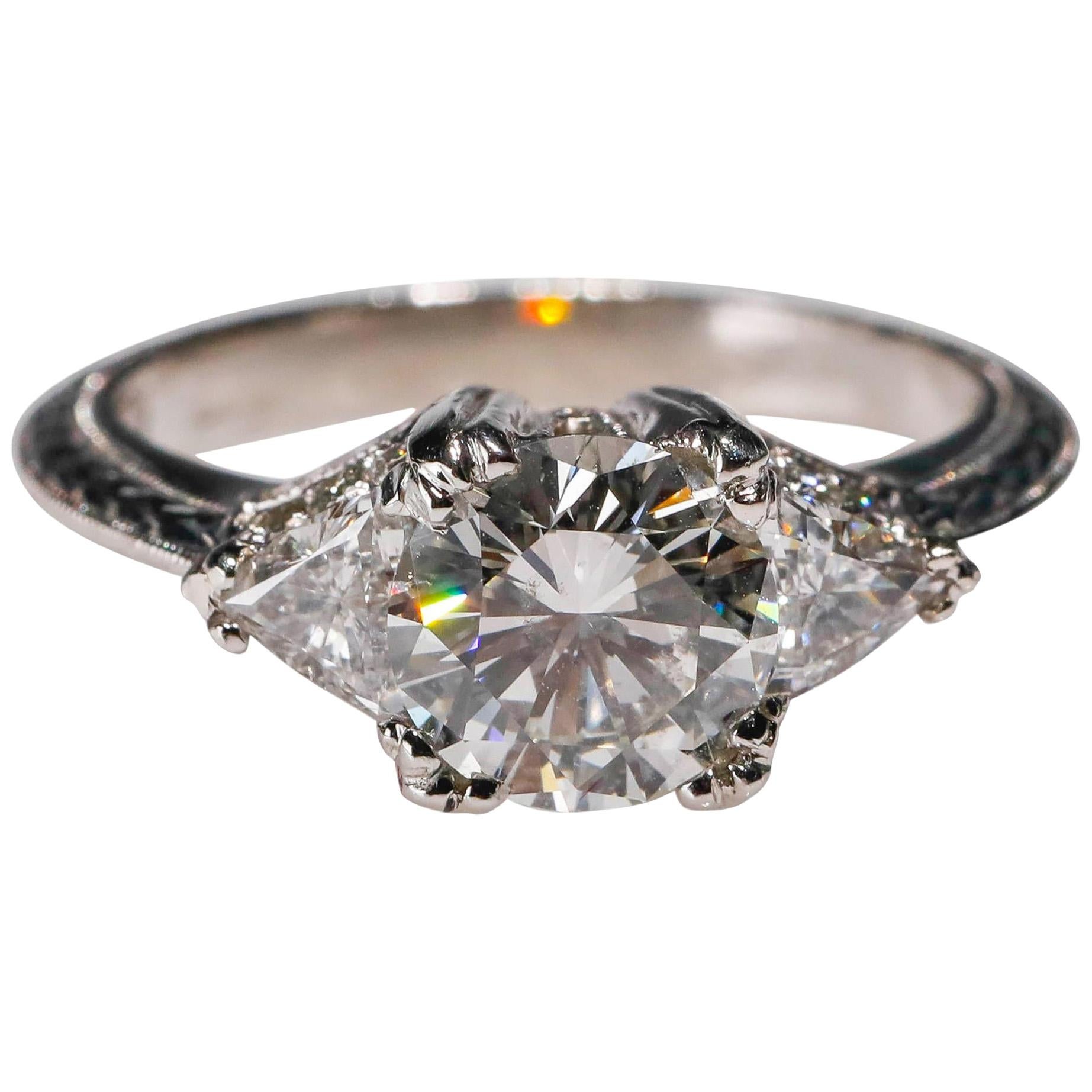 Fine Octagonal Diamond Platinum Ring at 1stDibs