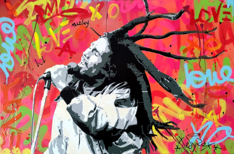 Tadas Zaicikas - Bob Marley - Between Love Colours, Painting, Acrylic ...