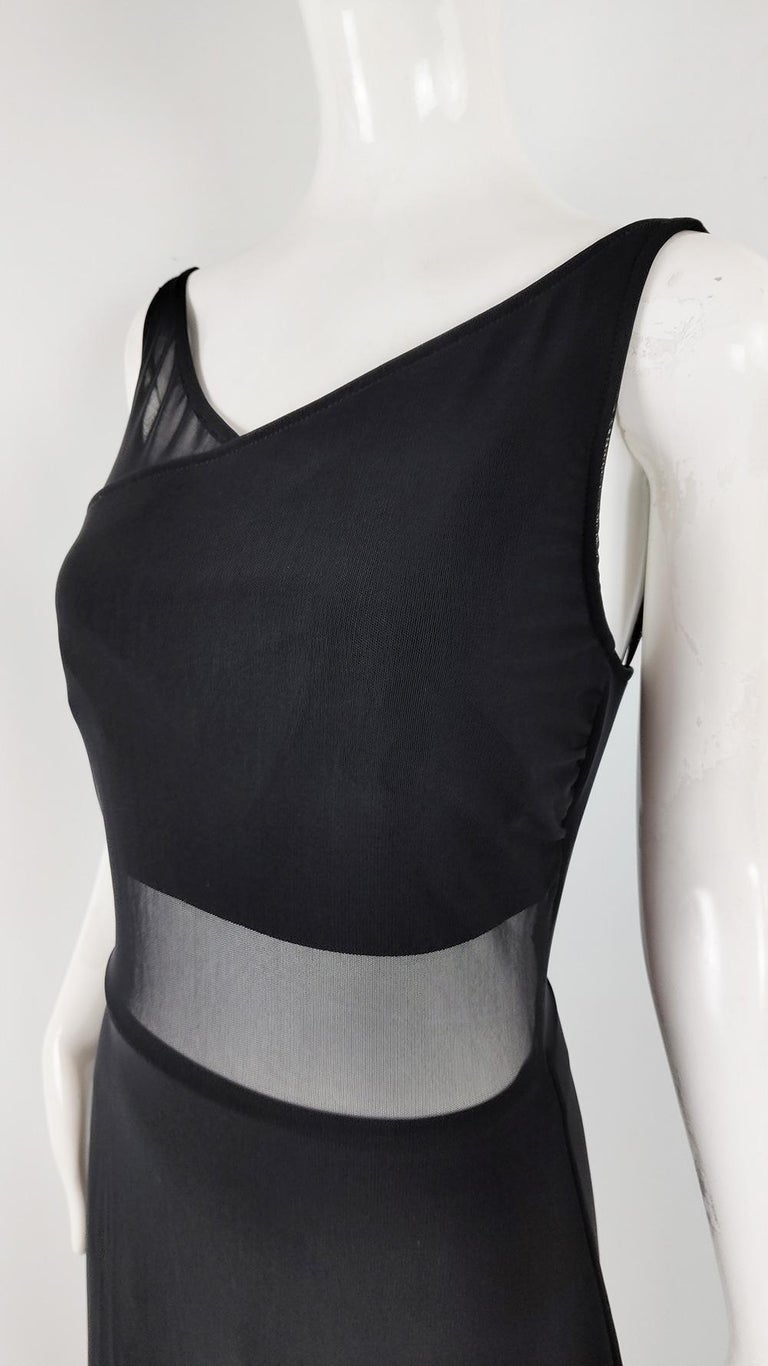 Tadashi Shoji Vintage Sexy Sheer Mesh Cut Out Evening Gown Dress 1980s