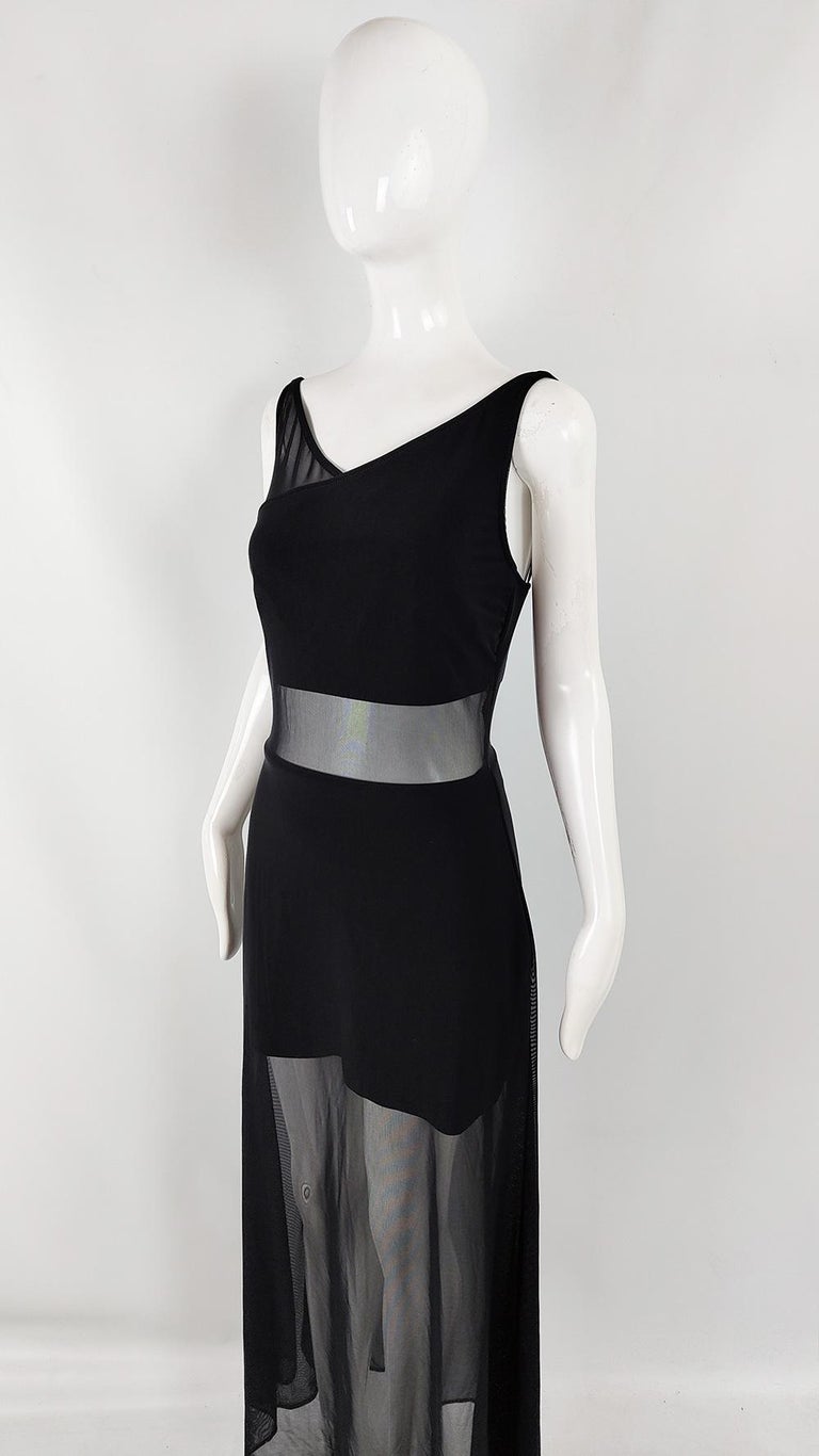 Tadashi Shoji Vintage Sexy Sheer Mesh Cut Out Evening Gown Dress 1980s