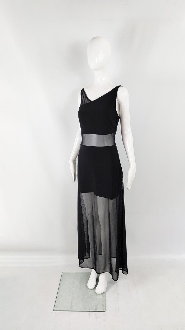 Tadashi Shoji Vintage Sexy Sheer Mesh Cut Out Evening Gown Dress, 1980s ...
