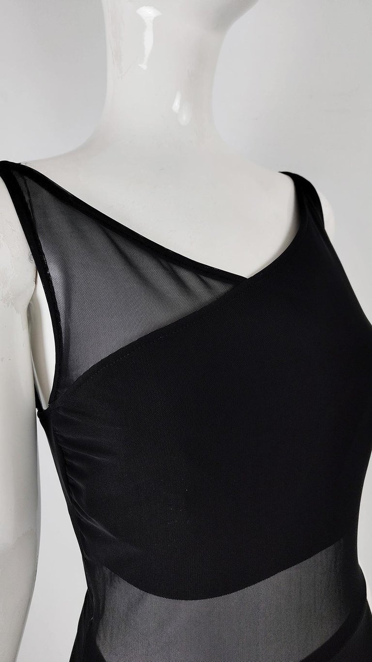 Tadashi Shoji Vintage Sexy Sheer Mesh Cut Out Evening Gown Dress, 1980s ...