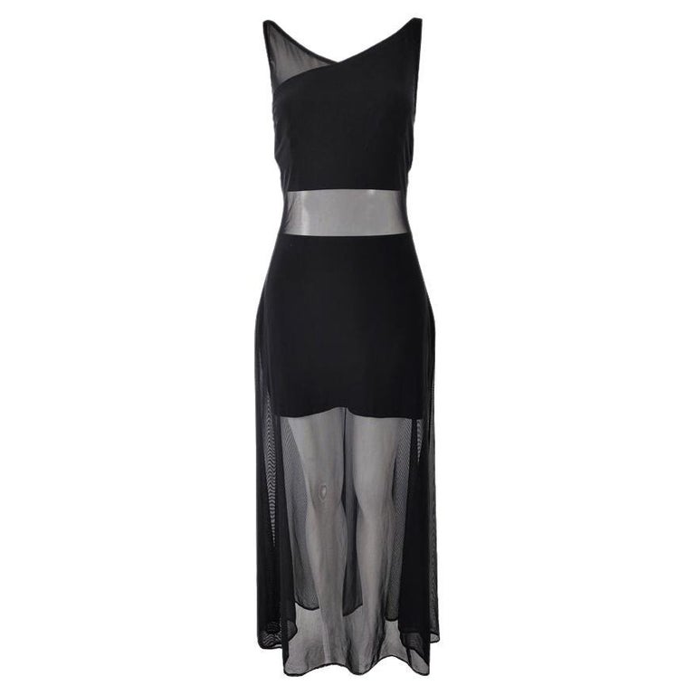 Tadashi Shoji Vintage Sexy Sheer Mesh Cut Out Evening Gown Dress 1980s