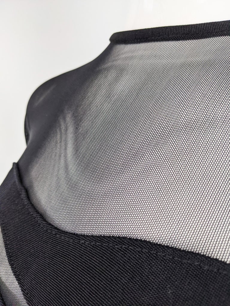 Tadashi Vintage Sexy Black Sheer Mesh Cut Out Bandage Evening Dress For ...