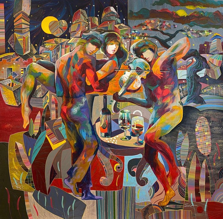 Tadeo Zavaleta - Tadeo Zavaleta ** Mesa Para Dos ** Original Acrylic On ...