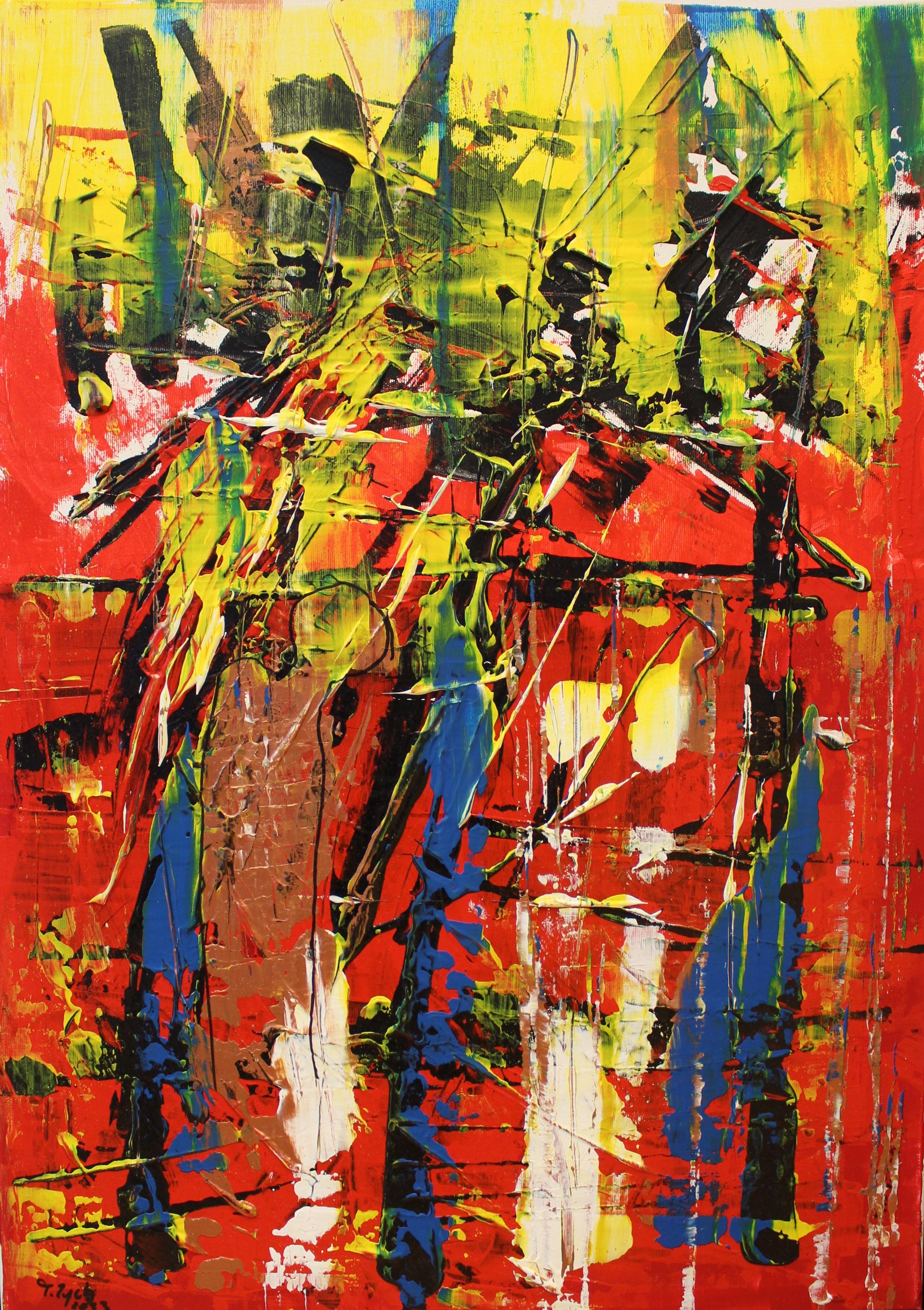 Tadeusz Zych - A copper man in a big city / Acrylic on canvas / 70 x 50 ...