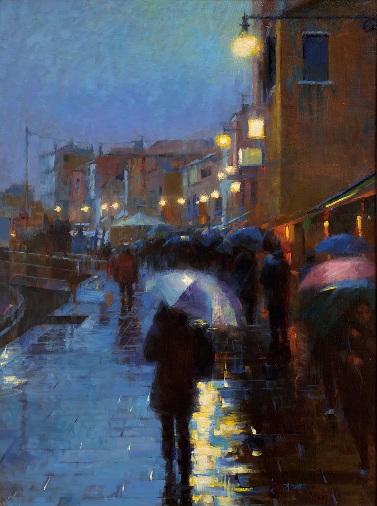 Tae Park - "Winter Rain in Venice 2" Oil Painting For Sale at 1stDibs