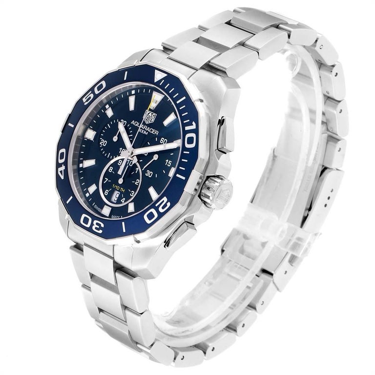 TAG Heuer Aquaracer Blue Dial Chronograph Steel Men’s Watch CAY111B For ...