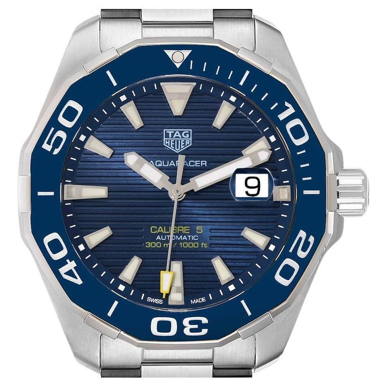 Tag Heuer Aquaracer Blue Dial Steel Mens Watch WAY201B at 1stDibs