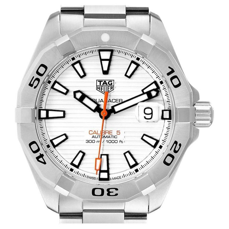 TAG Heuer Aquaracer Calibre 5 White Dial Mens Watch WBD2111 Box Card ...