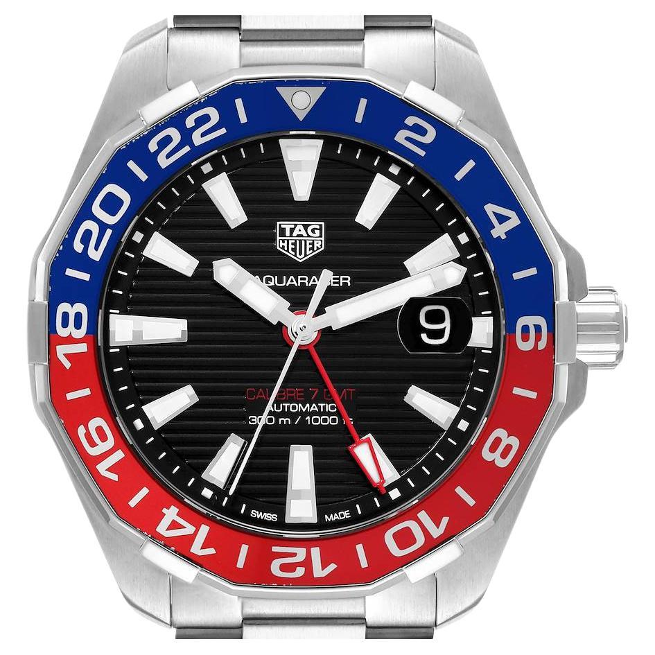 Tag Heuer Aquaracer Pepsi Bezel Black Dial Steel Mens Watch WAY201F For ...