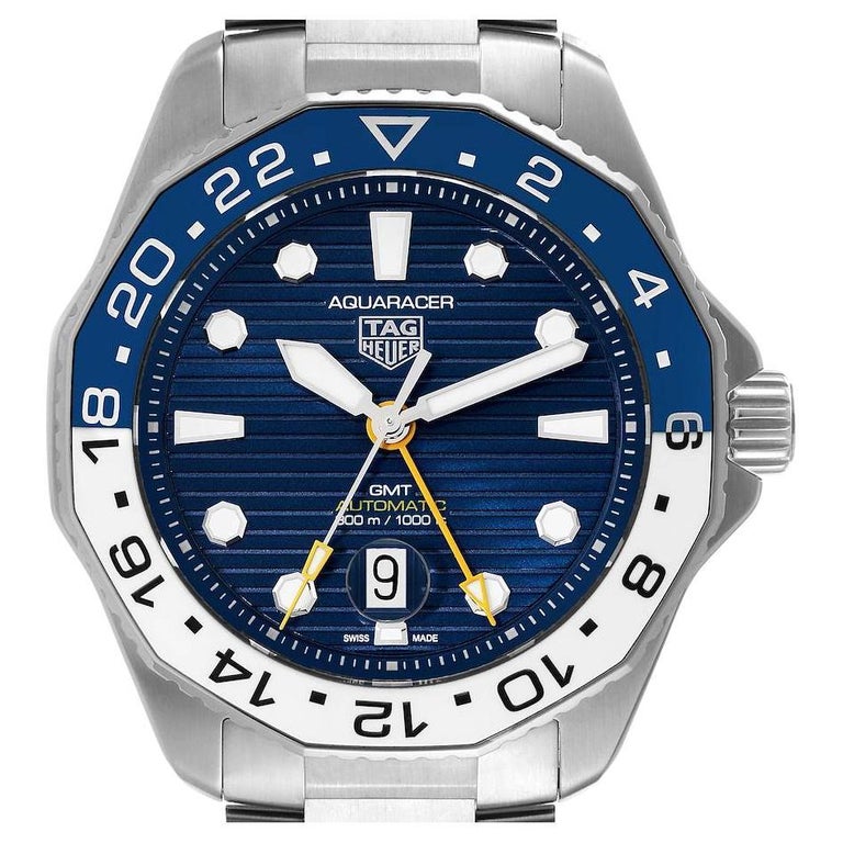 Tag Heuer Aquaracer Professional 300 GMT Blue Dial Steel Mens Watch ...