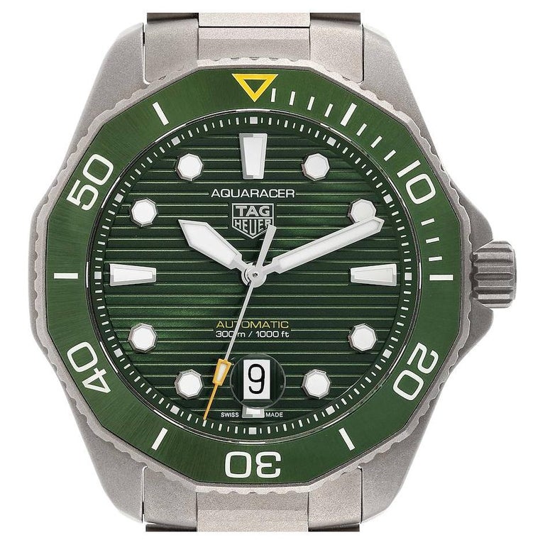 TAG Heuer Aquaracer Professional Titanium Green Dial Mens Watch WBP208B ...