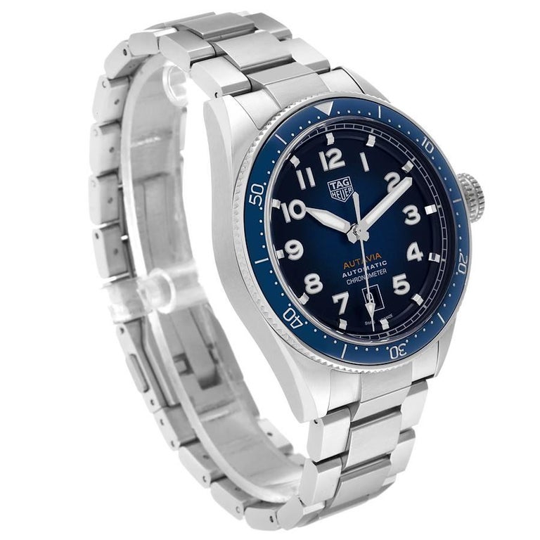 Tag Heuer Autavia Calibre 5 Blue Dial Steel Mens Watch WBE5116 Box Card ...
