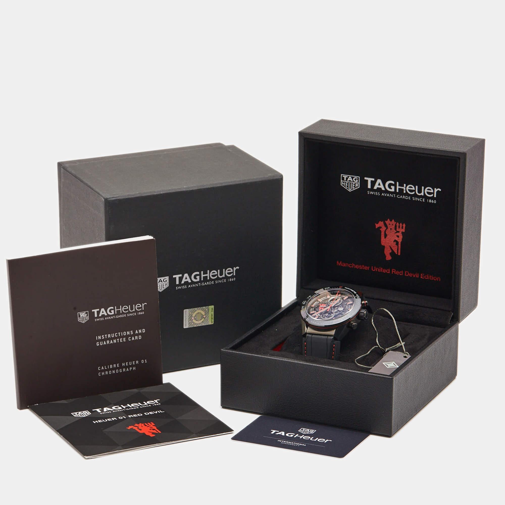 TAG Heuer Black PVD Coated Stainless Steel Rubber Carrera Manchester ...