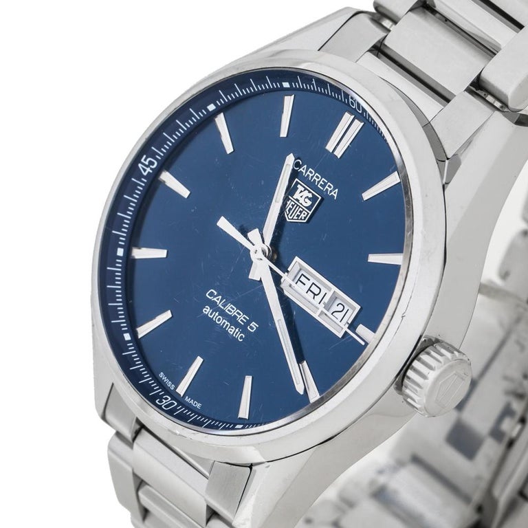 TAG Heuer Blue Carrera Calibre 5 WAR201E.BA0723 Men's Wristwatch 41 mm at 1stDibs