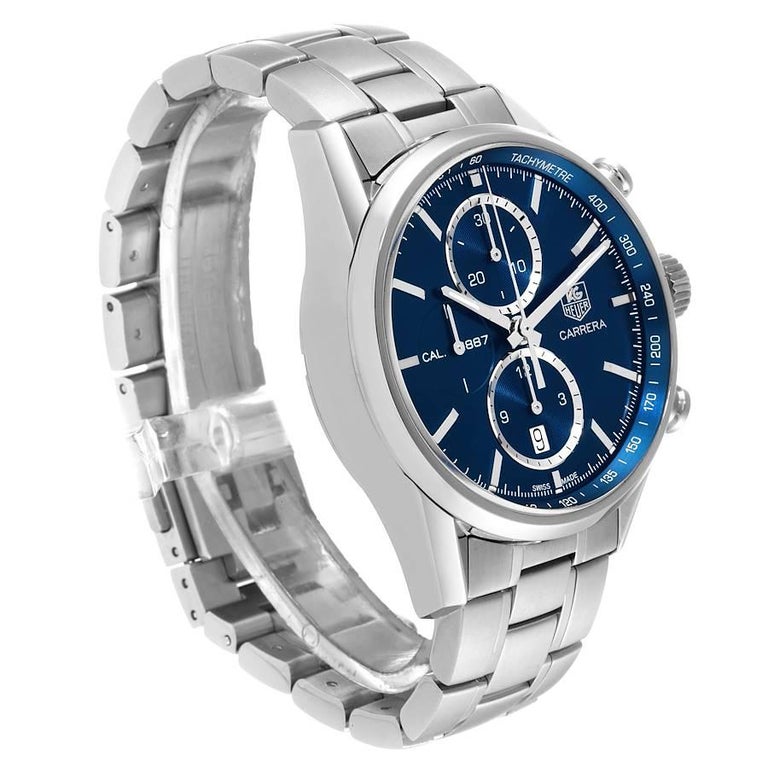 TAG Heuer Carrera 1887 Chronograph Blue Dial Steel Mens Watch CAR2115 ...
