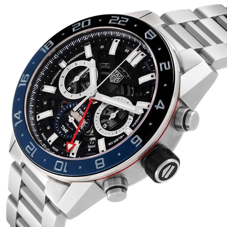 Tag Heuer Carrera Batman Bezel Chronograph Steel Watch CBG2A1Z Box Card ...