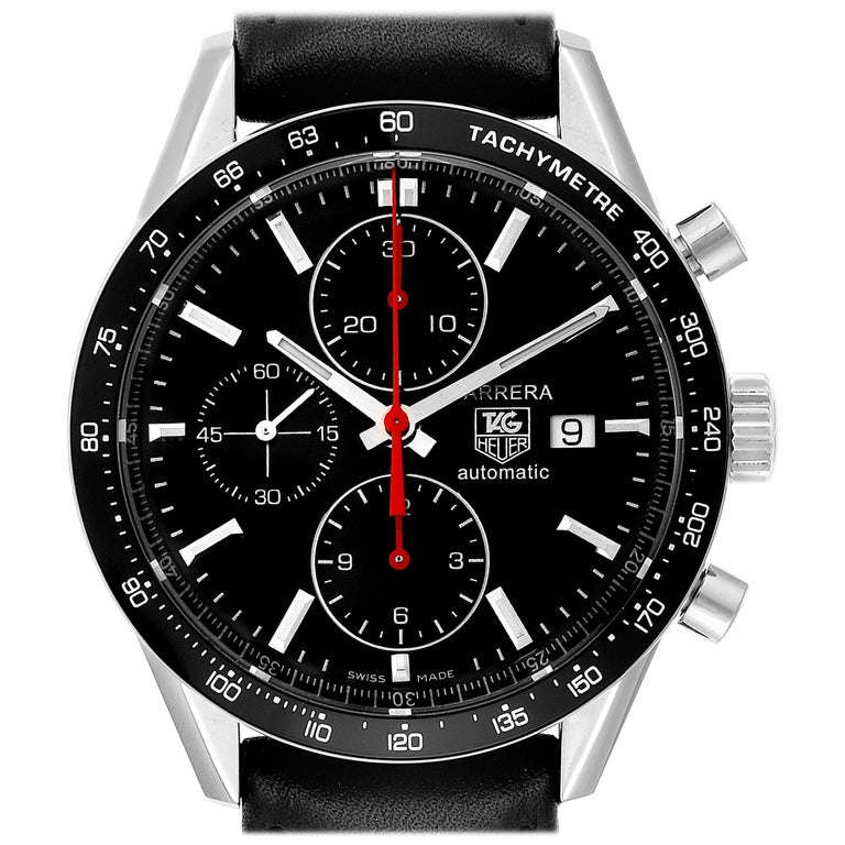 TAG Heuer Carrera Black Dial Chronograph Men's Watch CV2014 For Sale at ...