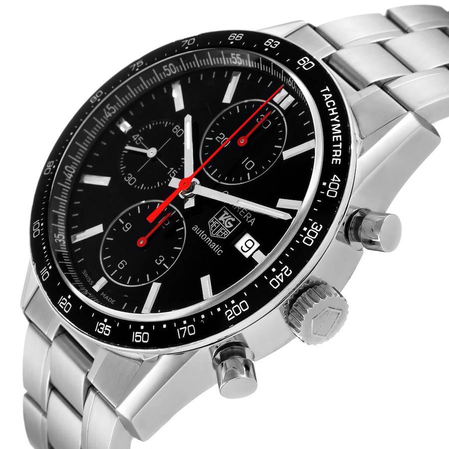 Tag Heuer Carrera Black Dial Chronograph Steel Mens Watch CV2014 at 1stDibs