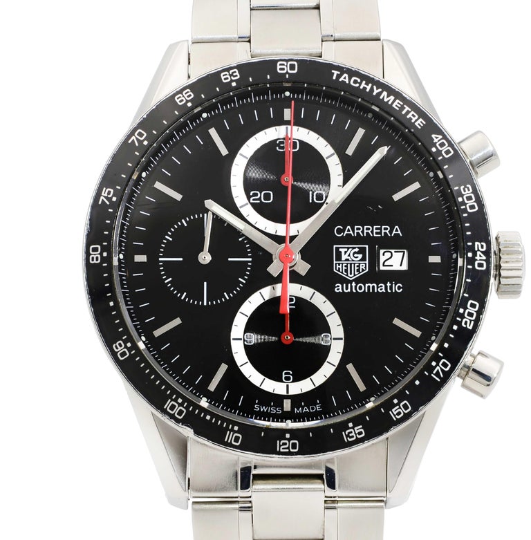 TAG Heuer Carrera Black Dial Tachymetre Steel Automatic Mens Watch ...
