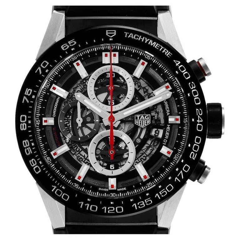 TAG Heuer Carrera Calibre Heuer 01 Skeleton Mens Watch CAR2A1Z Box Card ...