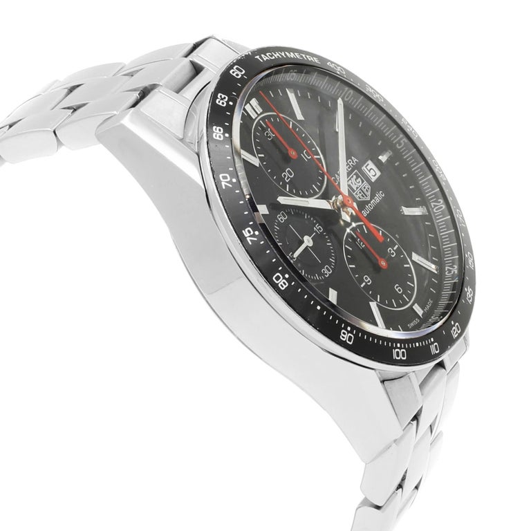 TAG Heuer Carrera Chronograph Black Steel Automatic Men’s Watch CV2014 ...