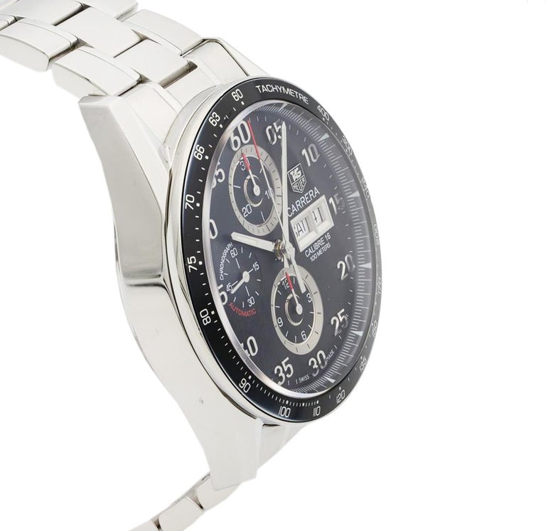TAG Heuer Carrera Day Date Black Dial Steel Automatic Men’s Watch ...