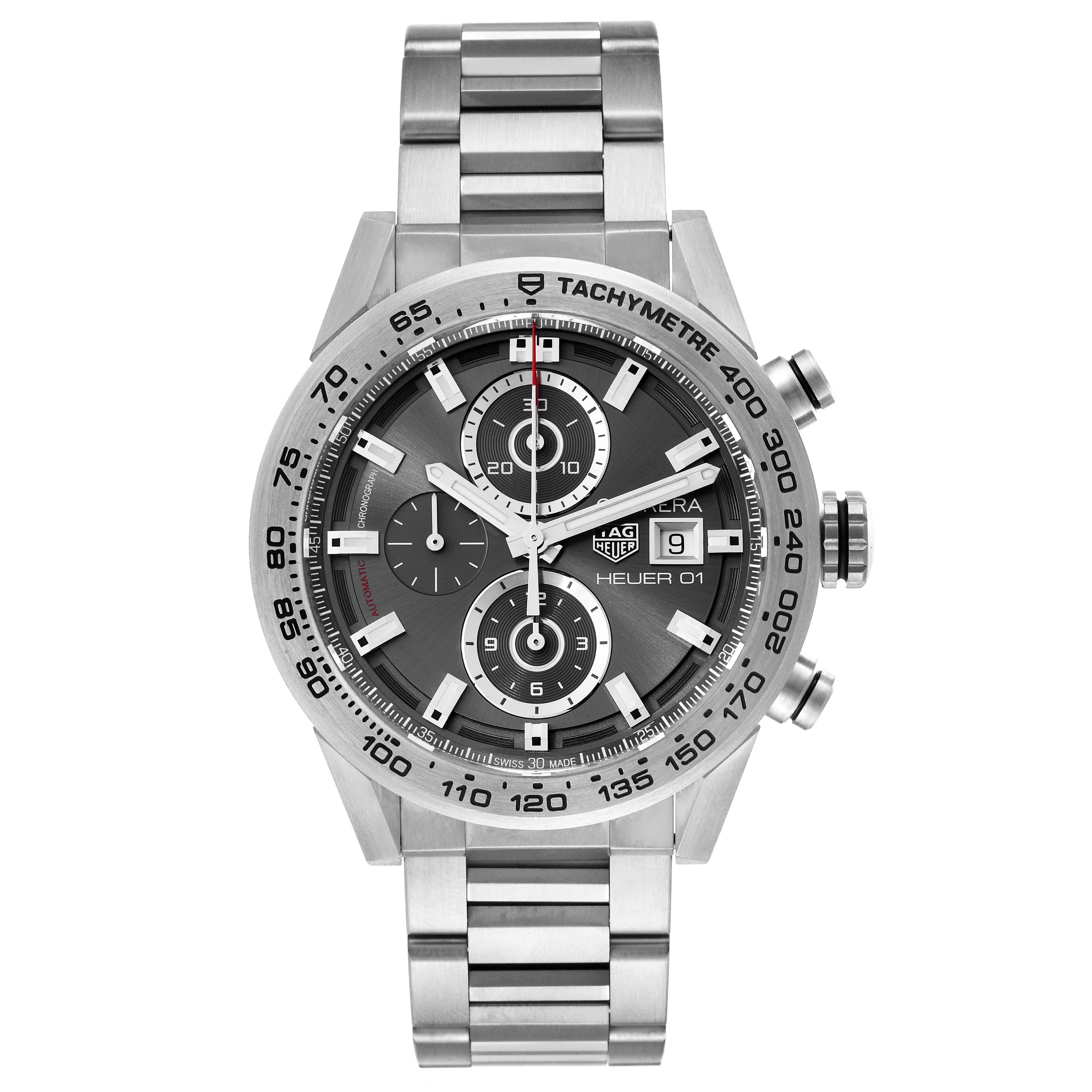 Tag Heuer Carrera Grey Dial Titanium Mens Watch CAR208Z Box Card For ...