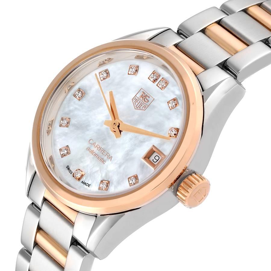 TAG Heuer Carrera Mother Of Pearl Diamond Steel Rose Gold Ladies Watch ...