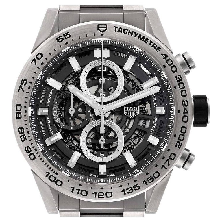 TAG Heuer Carrera Skeleton Dial Titanium Mens Watch CAR2A8A Box Card ...