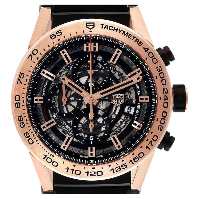 Tag Heuer Carrera Skeleton Titanium Rose Gold PVD Mens Watch CAR2A5B ...
