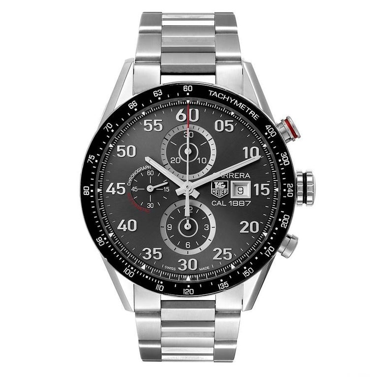 Tag Heuer Carrera Steel Grey Dial Chronograph Mens Watch CAR2A11 Box ...