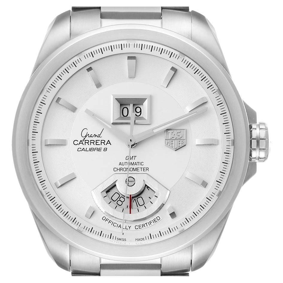 Tag Heuer Grand Carrera GMT Chronograph Silver Dial Mens Watch WAV5112 ...