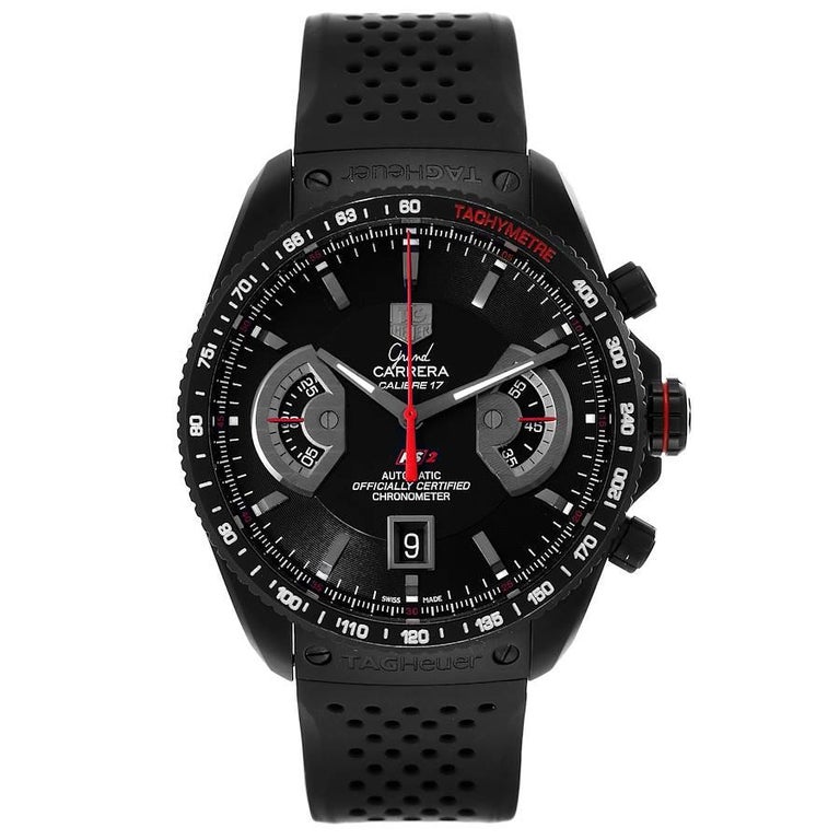 Tag Heuer Grand Carrera Titanium Black PVD Mens Watch CAV518B Box Card ...