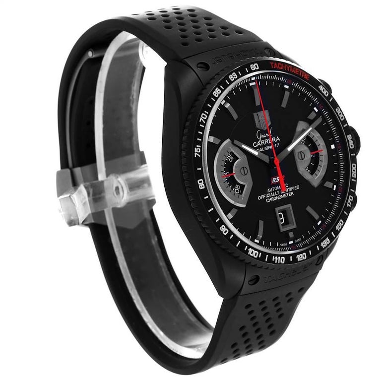 Tag Heuer Grand Carrera Titanium Black PVD Mens Watch CAV518B Box Card ...