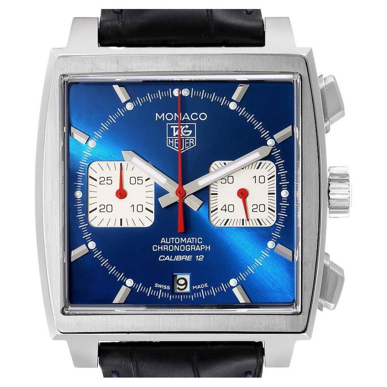 Tag Heuer Monaco Calibre 12 Blue Dial Black Strap Watch CAW2111 Unworn tag-heuer-monaco-calibre-12-blue-dial-black-strap-watch-caw2111-unworn