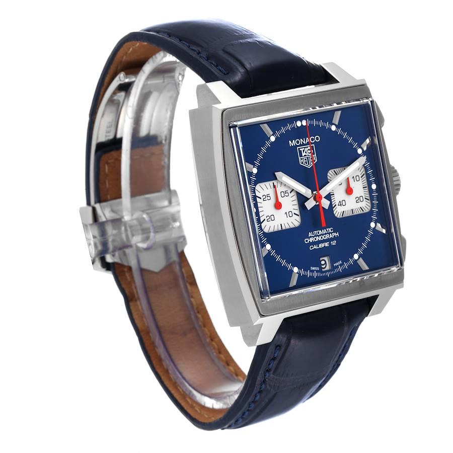 TAG Heuer Monaco Calibre 12 Blue Dial Steel Mens Watch CAW2111 at ...