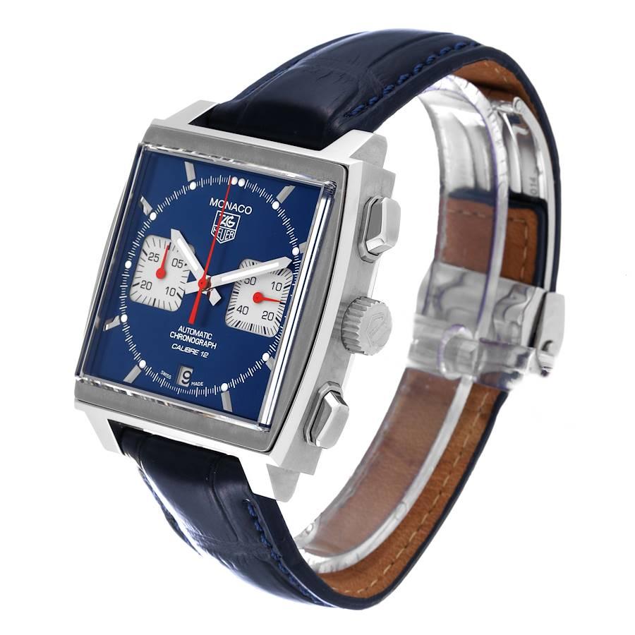 TAG Heuer Monaco Calibre 12 Blue Dial Steel Mens Watch CAW2111 at ...