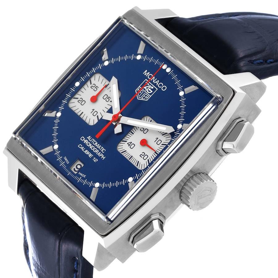 TAG Heuer Monaco Calibre 12 Blue Dial Steel Mens Watch CAW2111 at ...