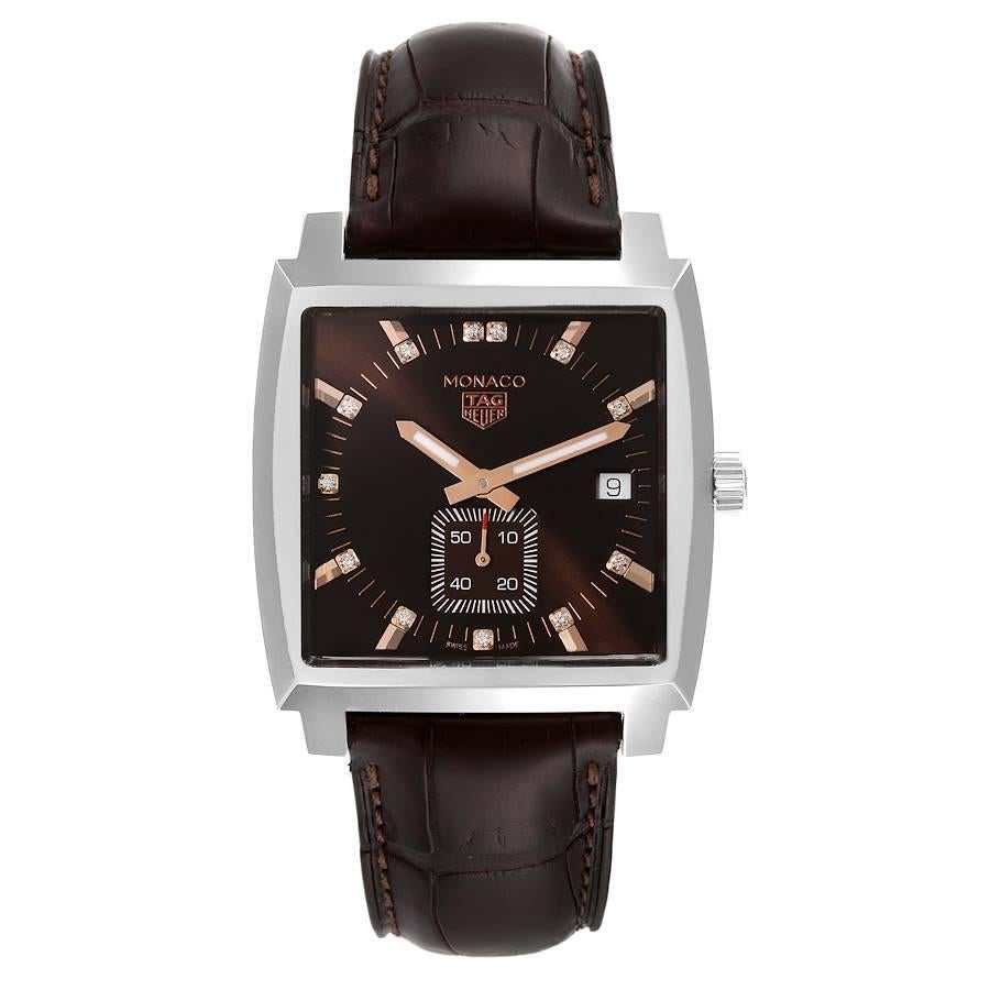 Tag Heuer Monaco Steel Brown Diamond Dial Ladies Watch WAW131E Box Card ...